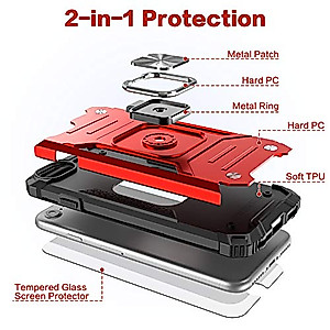 IDYStar iPhone SE 2020 Case with Screen Protector,iPhone SE 3 2022 Case,Shockproof Drop Test Cover with Car Mount Kickstand Lightweight Protective Case for iPhone 6/6s/7/8/SE 2020/SE 3 2022, Red