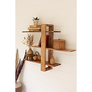 KALALOU NRAH1025 Acacia Wood Three Tiered Adjustable Shelf