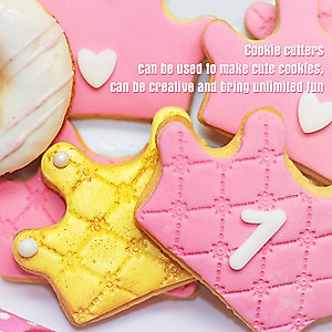 8 Pieces Princess Cookie Cutter Set with Crown, Dress, Castles, Unicorn Head Shapes Stainless Steel Fondant Biscuit Cutters and 6 Pieces Sugar Stirring Pins