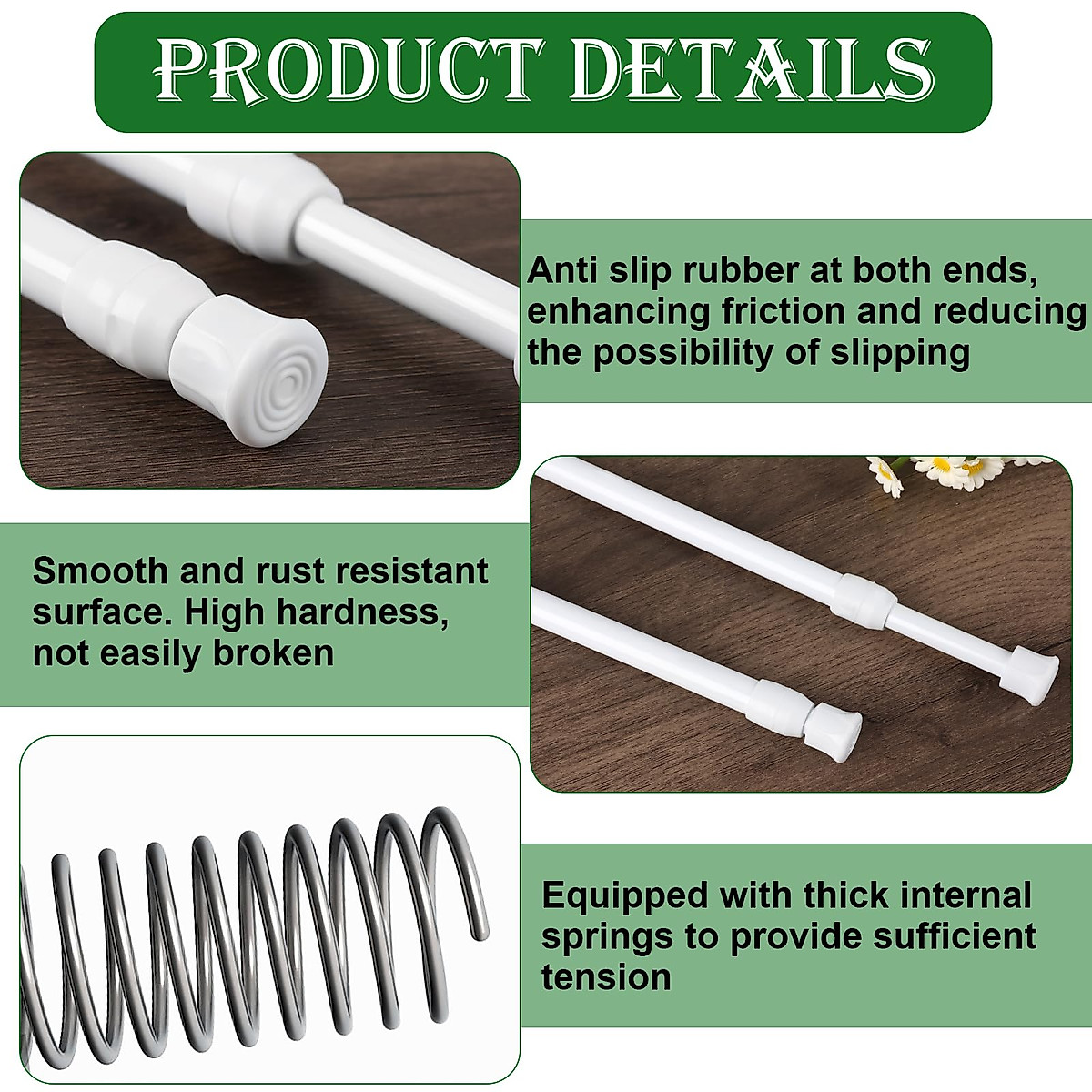 8 Pack Window Security Bar for Inside Windows Adjustable Window Safety Rods Extendable Sliding Door Lock Bar with Rubber Tips Multi-purpose Telescopic Rod Clothes Drying Rod, Extends from 17-27.6 Inch