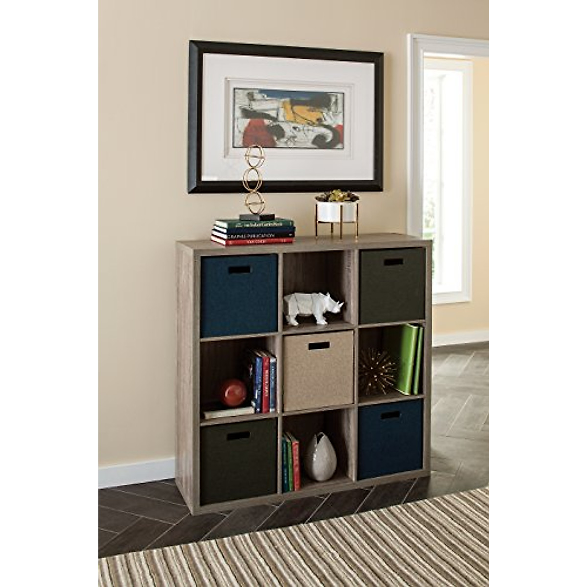 ClosetMaid 9 Cube Storage Shelf Organizer Bookshelf with Back Panel, Easy Assembly, Wood, Weathered Gray