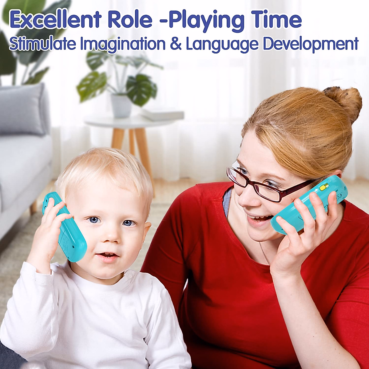 HOLA Baby Phone Toys for 1 Year Old Boy Girl, My First Learning Play Phone for Kid, Musical Light up Phone Toys 12 18 24 Month, Toys for 1,2 Year Old Boys Girls,Blue