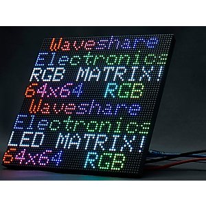 waveshare 64x64 4096 Pixels RGB Full-Color LED Matrix Panel 3mm Pitch Displaying Text/Colorful Image/Animation Adjustable Brightness Chainable Design,Compatible with Arduino/Raspberry Pi