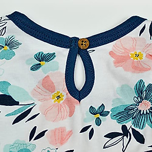 HonestBaby Multipack Short Romper Sets and Dresses 100% Organic Cotton for Infant Baby, Toddler Boys, Girls, Unisex (LEGACY), Dreamy Floral Aqua Blue, 3-6 Months