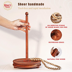 Royalty Forest Farmhouse Paper Towel Holder Wood – Handmade Wooden Paper Towel Holder Countertop for Kitchen – Brown Rustic Paper Towel Holder – Boho Decor