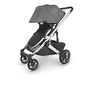 UPPAbaby Cruz V2 Stroller - Jordan (Charcoal Melange/Silver/Black Leather) + Mesa Infant Car Seat - Jordan (Charcoal Melange) Merino Wool