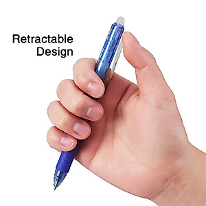8 Pack Retractable Erasable Gel Pens Clicker Fine Point 0.7mm, Make Mistakes Disappear Comfort Grip for Drawing Writing Planner and School Supplies, Black and Blue Color Inks