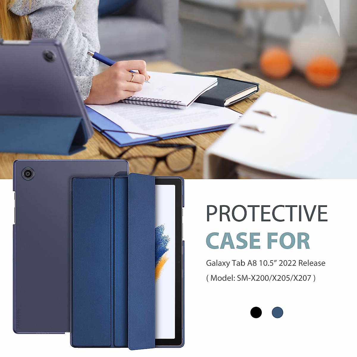 ProCase Smart Case for Galaxy Tab A8 10.5, Slim Stand Hard Back Shell Protective Smart Cover Case for Galaxy Tab A8 10.5 Inch 2022 SM-X200 X205 X207 -Navy