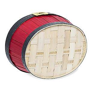 The Lucky Clover Trading Oblong Santa Buckle Woodchip Basket-9in Basket, Red