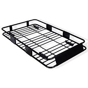Polar Aurora 64" Universal Roof Rack Cargo Carrier Adjustable Car Top Luggage Basket Holder with Net and Dust Cover