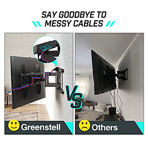 Greenstell TV Mount with Power Outlet, Full Motion Wall Mount for 47"-84" TVs, Swivel, Tilt and Extension Bracket with Dual Articulating Arms, Max VESA 600x400mm, Holds up to 132lbs