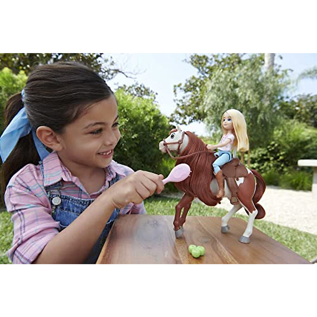 Mattel Spirit Untamed Doll & Toy Horse Set, 7-inch Abigail Small Doll with 7 Movable Joints, Boomerang (8-inch) with Soft Mane & Tail & Accessories