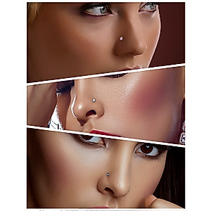 Uzgtvy 20G Nose Ring Stud Piercing Jewelry for Women 316L Stainless Surgical Steel Silver Opal Straight Hypoallergenic sensitive Nose Nostril Ring Pin Bone Bar Stud Body Piercing Jewelry Men 2mm 7mm