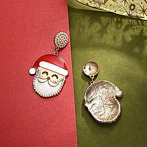 Christmas Earrings for Women Christmas Stud Earrings Hypoallergenic Christmas Tree Snowman Candy Rhinestone Drop Dangle Earrings Festive Jewelry Handmade Christmas Gifts