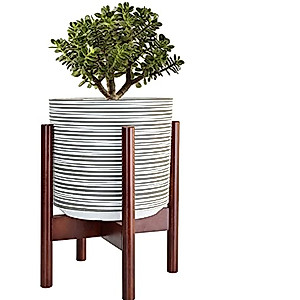 ZPirates Wood Plant Stand for Indoor and Outdoor - Adjustable Width (up to 12 Inches) for Small Medium and Large Planter Pots -14-inch Tall