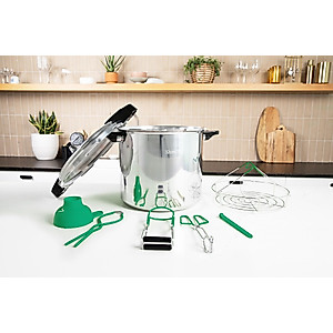 24qt Pressure Canner and Cooker Kit | Complete 7pc Canning Supplies Starter Set | Induction Pot, Gauge, Funnel, Jar Lifter, and Much More | Including Built In Safety Features