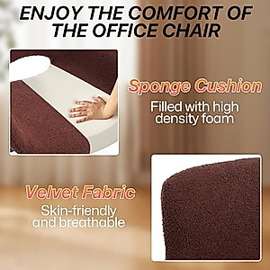 YITAI Desk Chair No Wheels,360° Swivel Wide Seat Armchair with Metal Legs,Modern Accent Upholstered Vanity Chair, Reading Chair,Dining Chairs,Coffee Chair, for Bedroom,Living Room,Dark Brown