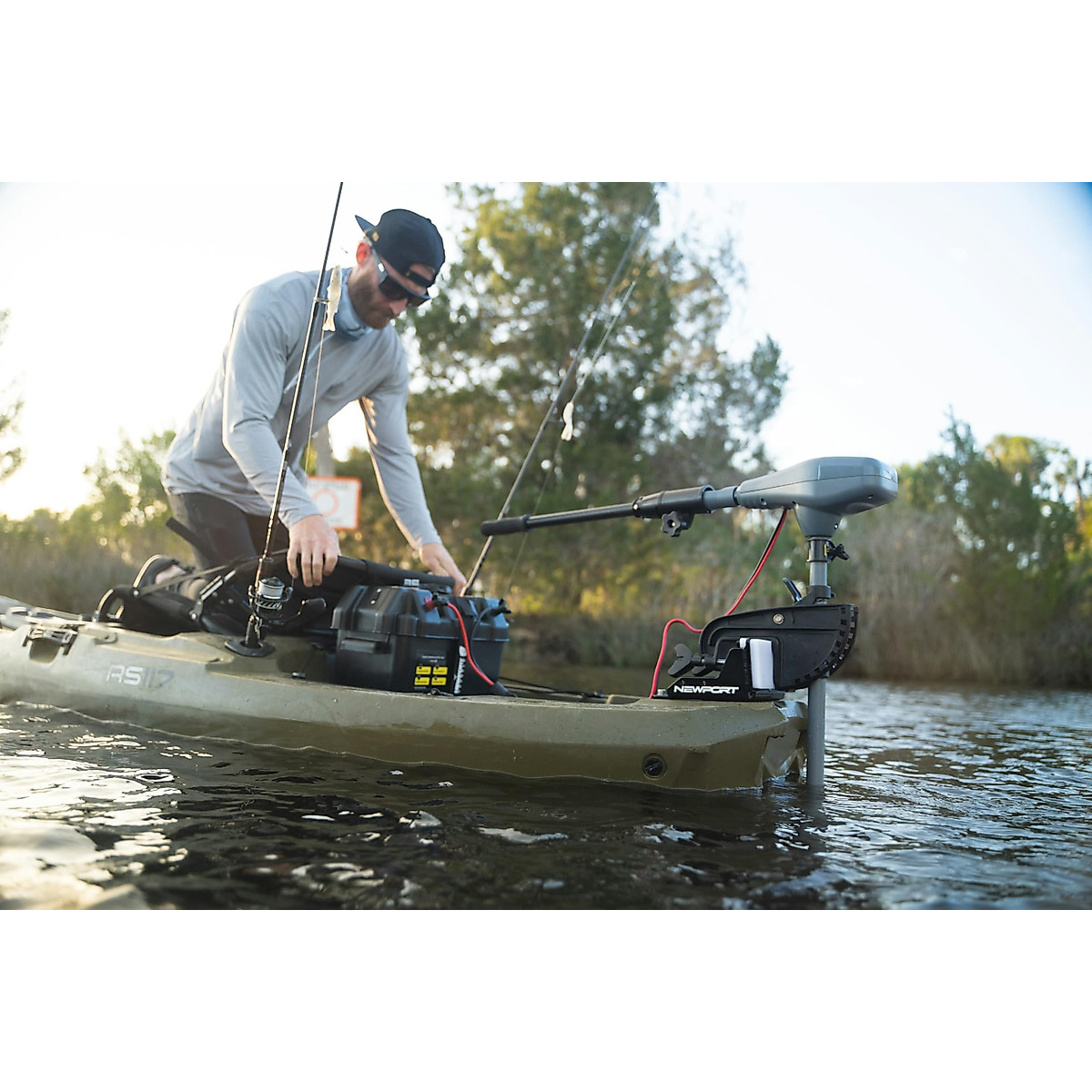 Newport Trolling Motor Transom Motor Mount - Kayaks - Freshwater and Saltwater - 1 Size, Gray