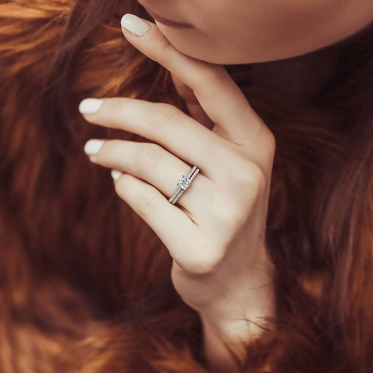 BERRICLE Sterling Silver Solitaire Wedding Engagement Rings 0.6 Carat Cushion Cut Cubic Zirconia CZ Ring Set for Women, Rhodium Plated Size 8