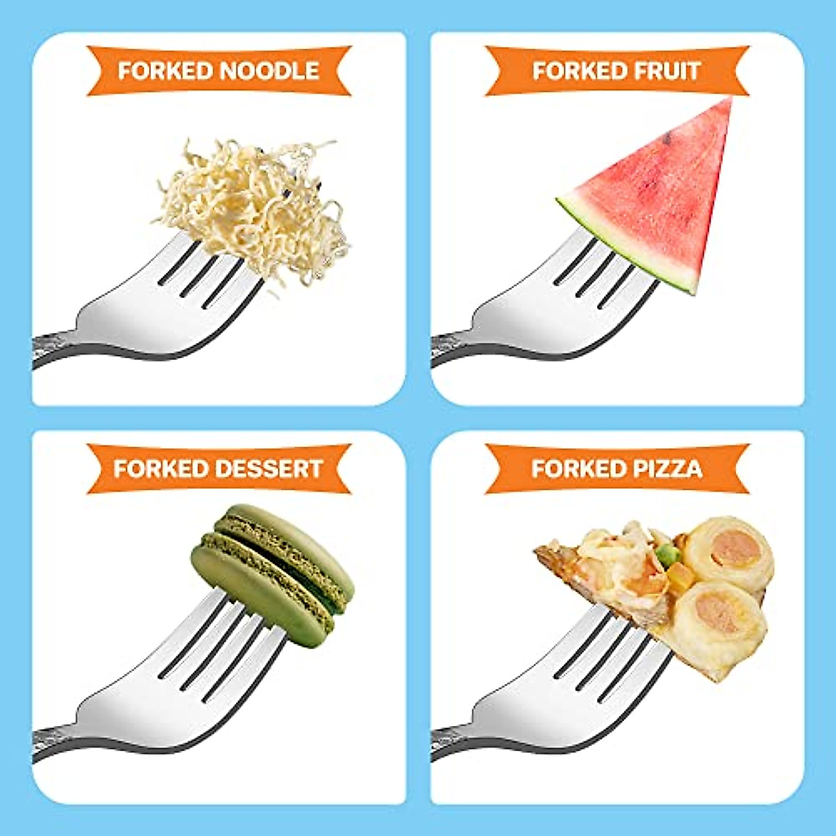 LIANYU 9 Pieces Children Stainless Steel Fork, Cute Kids Toddler Forks, Children Silverware Flatware Set, Kids Children Cutlery Set, Small Kid Utensil for Self Feeding, Mini Salad Fork