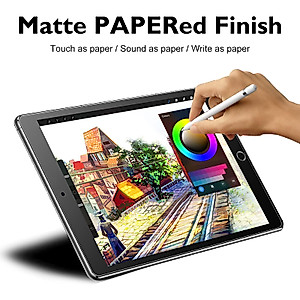 Esanik 2 Pack Like Paper Glass Screen Protector for iPad 9th/8th/7th Generation (10.2-Inch 2021/2020/2019) Tempered Glass 9H PAPERed Screen Protector with Matte Finish for Drawing Writing