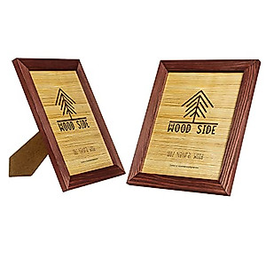 Rustic Wooden Picture Frames 8x10 - Cherry - Set of 2 - Natural Eco Solid Wood and High Definition Real Glass for Wall Hanging and Tabletop Photo Frame