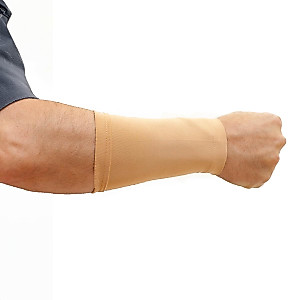 Tatjacket Tattoo Cover Up Concealer Sleeve (NEW 1-PACK) Forearm or Ankle coverage, UPF 50 Protection, for Men & Women (Unisex), TAN, ONE SIZE