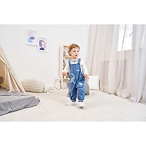 LvYinLi Baby Boy Clothes Set Infant Boy's Long Sleeve Romper+Dinosaur Denim Overalls Toddler Boys Fall Winter Outfits (Blue, 0-6 months)