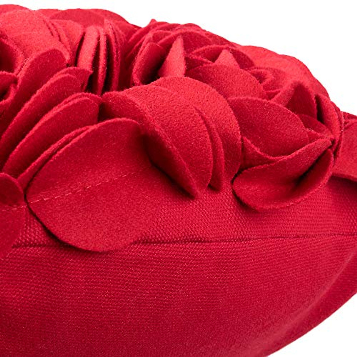 JWH 3D Flower Throw Pillow Cover Aesthetic Decorative Romantic Accent Pillow Case Heart Shaped Cushion Handmade Pillowcase for Girls Bed Bedroom Couch Gift 14x16 Inch Red