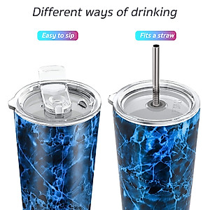 THILY Tumbler Stainless Steel Coffee Cup 26 oz Triple-Insulated Wide Mouth Travel Mug with Splash-Proof Lid, for Iced Drinks and Hot Beverage Smoothies Cup, Abysmal Sea