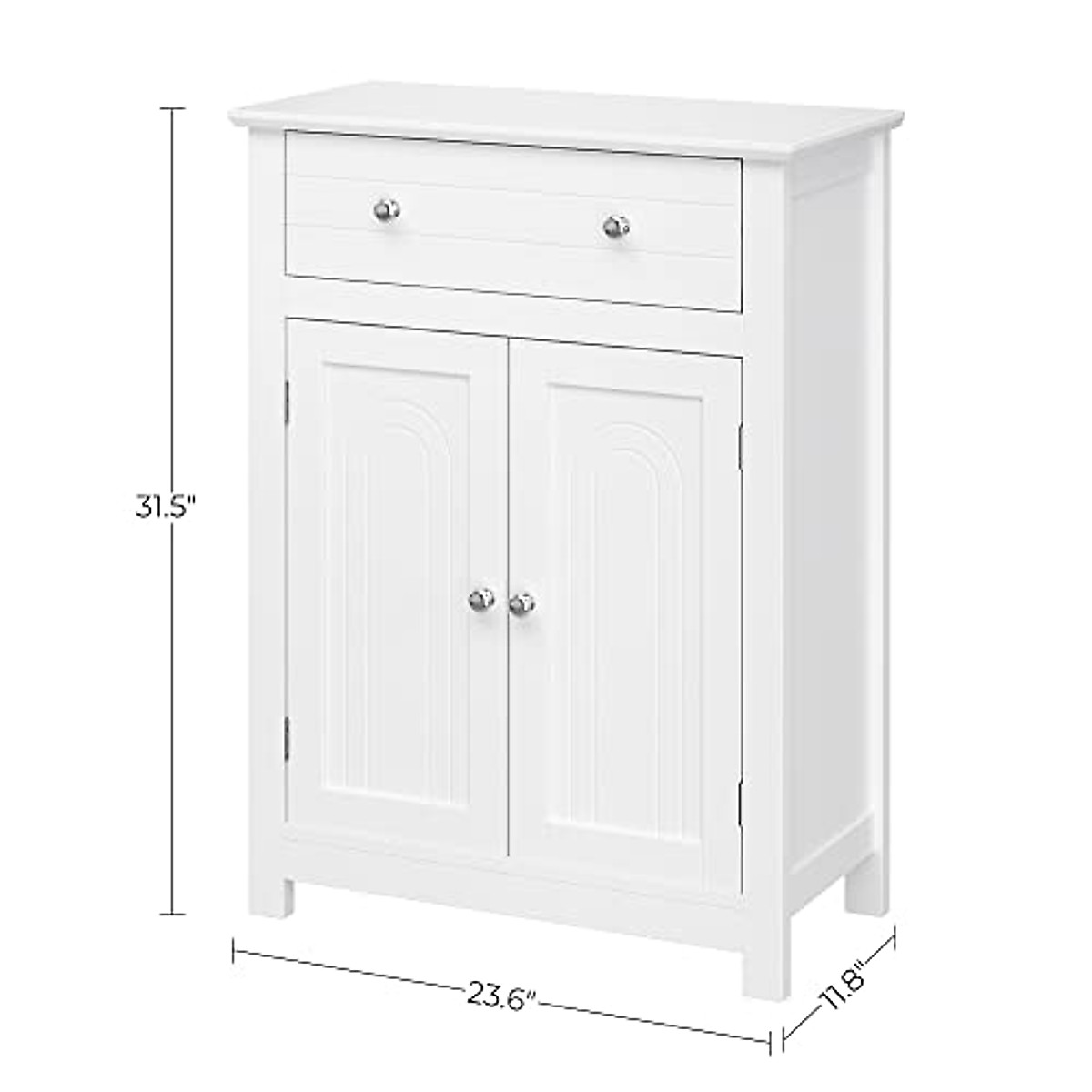 VASAGLE Bathroom Storage Cabinet Free Standing, with Drawer and Adjustable Shelf, Kitchen Cupboard, Wooden Entryway Storage Cabinet, 23.6 x 11.8 x 31.5 Inches, White UBBC61WT