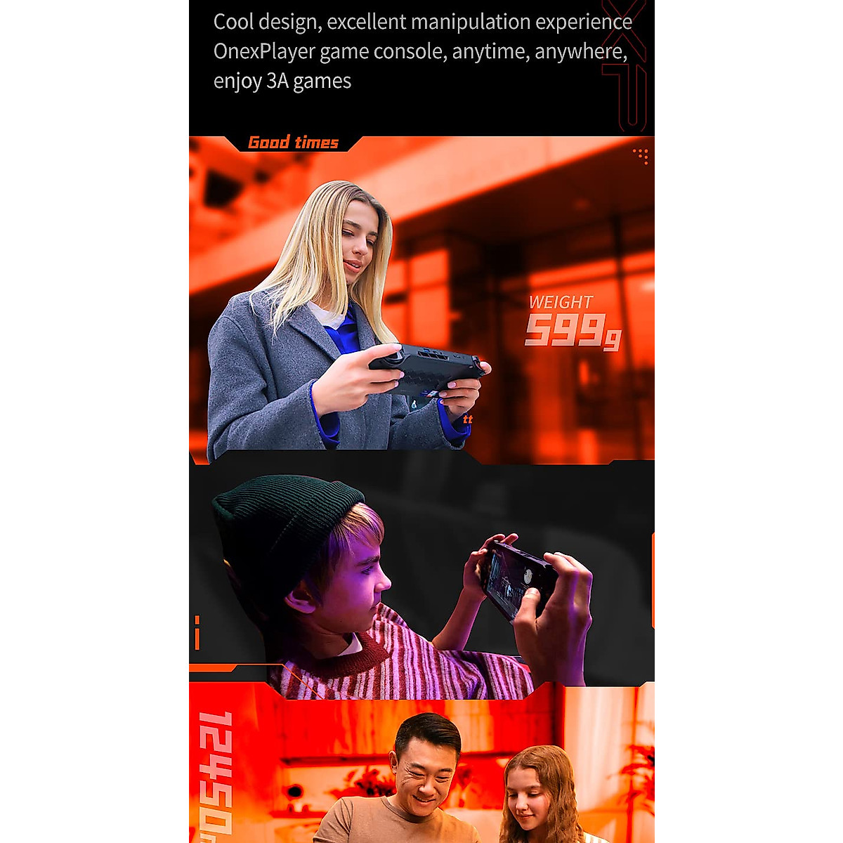 QUJUSO OnexPlayer Mini Pro 7" Handheld Game Console Portable PC Mini Laptop UMPC Win 11 AMD Ryzen 7 6800U 16GB LPDDR4 RAM/1TB NVMe M.2 SSD 1920 * 1200 Display Screen (Black)