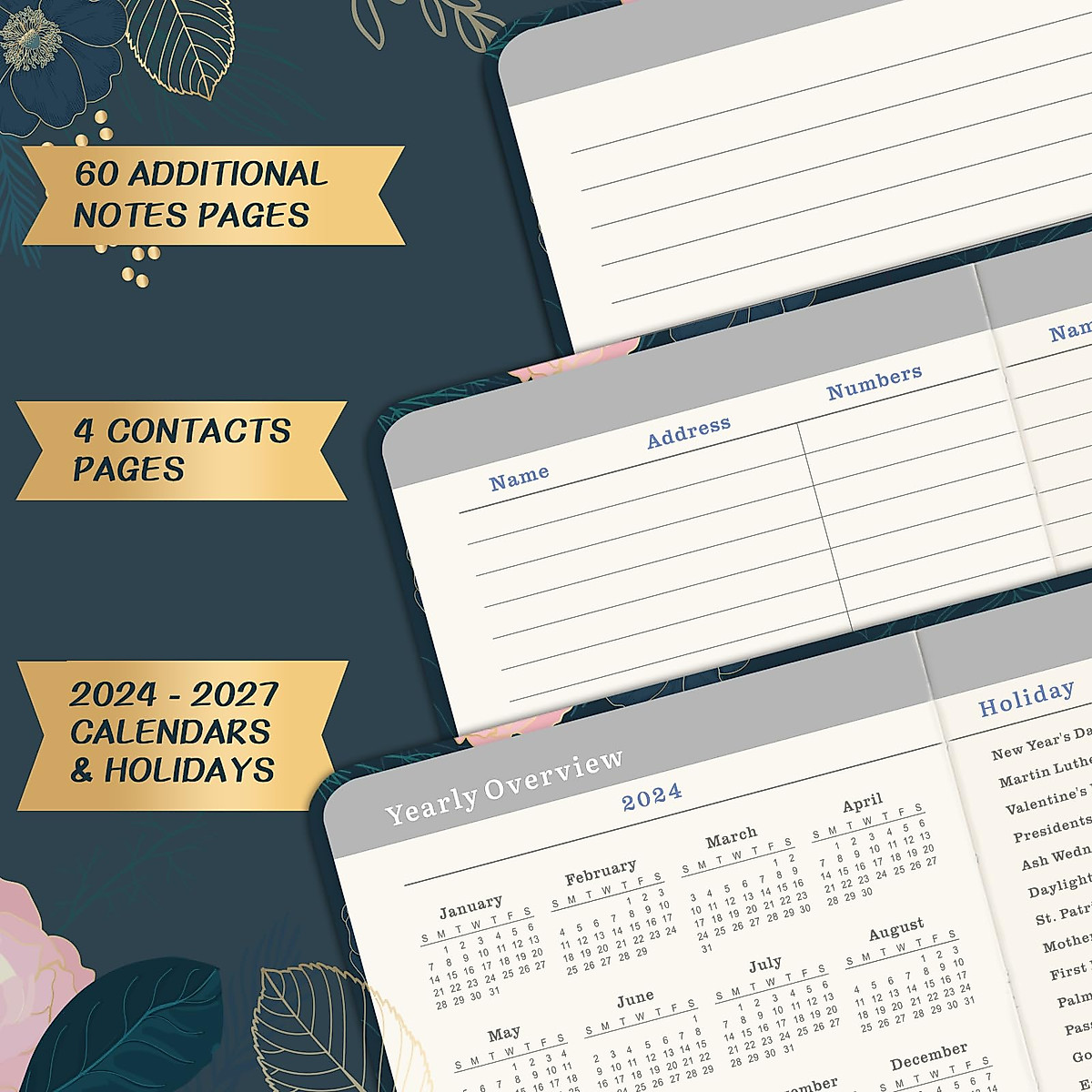2024-2027 Pocket Planner - Jul 2024 - Jun 2027, 3 Year Monthly Planner 2024-2027, Academic Planner, Monthly Pocket Planner/Calendar, 6.3" x 3.8", 60 Note Pages, Inner Pocket, Pen Loop, Elastic Closure