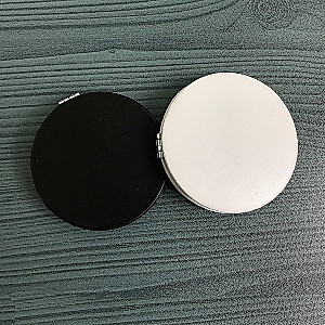 Zcooooool Makeup Mirror, 6.7 cm Round Folding Mirror, Professional Double-Sided Makeup Mirror (one Side Enlarged, The Other Side Normal) PU Surface Mirror
