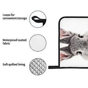 Oven Mitts and Pot Holders 4 Pack Cute Rabbit Heat-Resistant Oven Glove with Non-Slip, Oven Mitts for BBQ Baking Grilling Kitchen Home Gift Set