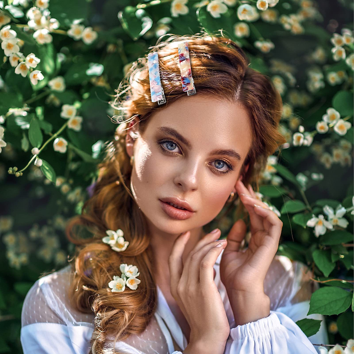 VAIPI 20 Packs Acrylic Hair Clips for Women Styling No Bend Hair Barrettes Cute Resin Flat Hair Pins Girls Makeup Accessories No Crease Hairstyle Snap Clip for Long Short Hair Thick Thin Hair Styling