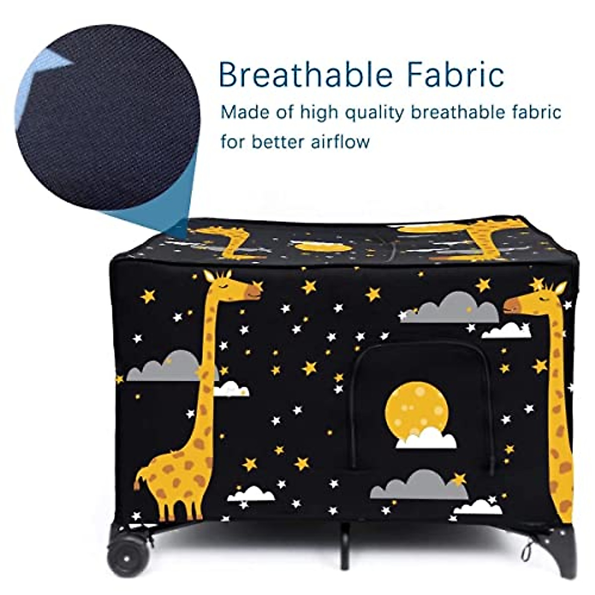 Blackout Cover for Pack N Play, Portable Breathable Crib Tent to Block 90% of Light for Indoor Outdoor Travel, Stretch Up to 48×39 Inches