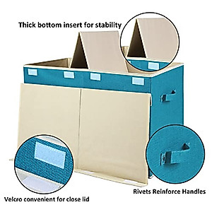 popoly Large Toy Box Chest Storage with Flip-Top Lid, Collapsible Kids Storage Boxes Container Bins for Toys, Playroom Organizers, 25"x13" x16"(Linen)