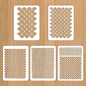 5Pcs Fish Scale Stencil, Face Painting Stencils Stencils for Painting Makeup Stencil Face Paint Stencils Reusable Fish Scale Template Large Plastic Scale Wall Stencil for Painting on Wall Face Body