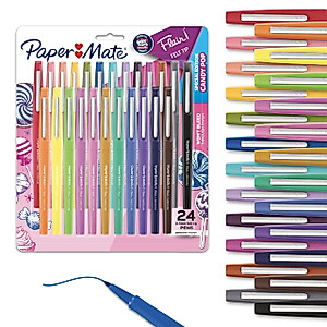 Paper Mate Felt Tip Pens Flair Marker Pens, Medium Point, Assorted, 24 Count