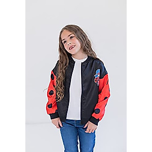 Miraculous Ladybug Big Girls Zip-up Bomber Jacket Red/Black 10-12