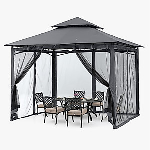 Sturdy Patio Gazebo 8 Ft x 8 Ft with Mosquito Netting by ABCCANOPY