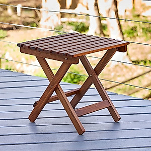 Classic Design Adirondack Square Folding Patio Table with Slated Top & Genuine Cedar Wood Construction | Oak Dark Brown Color Weatherproof Finish Best for Indoor Outdoor Use | Water & Rust Resistant