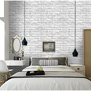 practicalWs Red Brick Wallpaper Peel and Stick 17.7in x 118.1in Brick Wrapping Paper Self Adhesive Faux Brick Removable Wall Paper for Christmas Halloween Fireplace Bedroom Bathroom Decoration