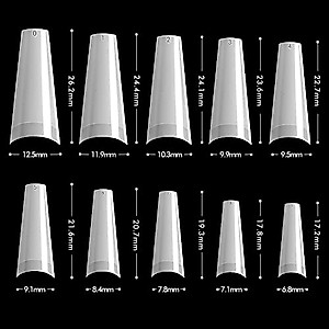 Nail Tips Coffin Shape - Natural Acrylic Nail Tips 500pcs Half Cover French Nail Tips with Box, INFELING False Nails Fake Nail Tips for Nail Salons and DIY Nail Art at Home, 10 Sizes