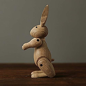 LNIMI Art Wooden Rabbit Figurine Wooden Ornaments Rabbit Model Flexible Sculpture Perfect for Home Decoration Gift or Collection