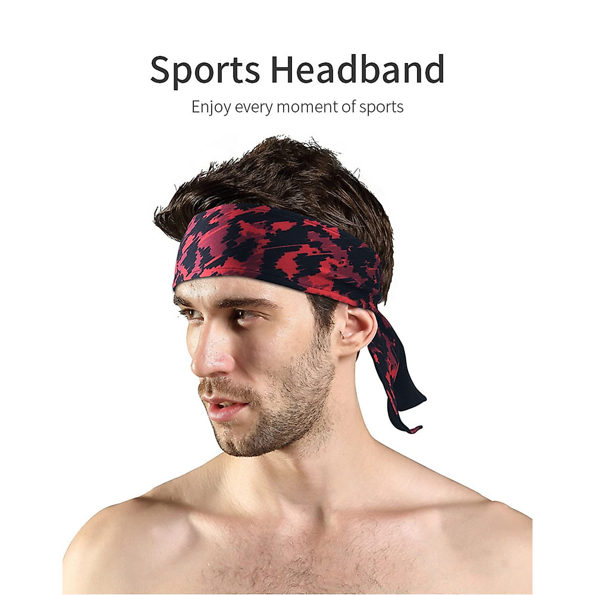 Mcolics Headbands Tie on Headband for Men Women Running Athletic Hair Head Band Elastic Sports Sweat Basketball Stetchy Yoga Workout Sweatband Adjustable Non-Slip Moisture Wicking (Blue)