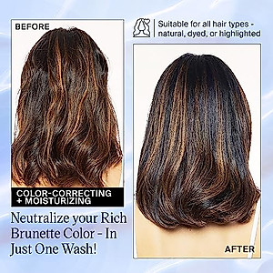 Eva NYC Brass to Sass Brunette Shampoo, Toning Blue Shampoo for Brunettes, Neutralizes Brassy Red and Orange Tones, Blue Shampoo for Color Treated Hair, 8.8 fl oz