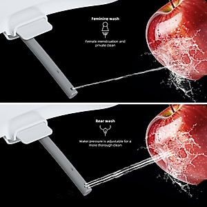 Hibbent Round Bidet Toilet Seat with Slow Close, Non-Electric Bidet Attachment for Toilet Seat with Dual Nozzle, Bidet Sprayer with Adjustable Self-Cleaning Nozzles, Brass T Adapter