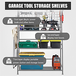 Mythinglogic Alloy Steel Tool Storage Organizer,Heavy Duty Tool Holder for Power Tool, Drill, Screwdriver, Wrench, Storage Shelf for Toolbox, Tool Chest Organizer for Garage, Workshop, Shed, Mechanics